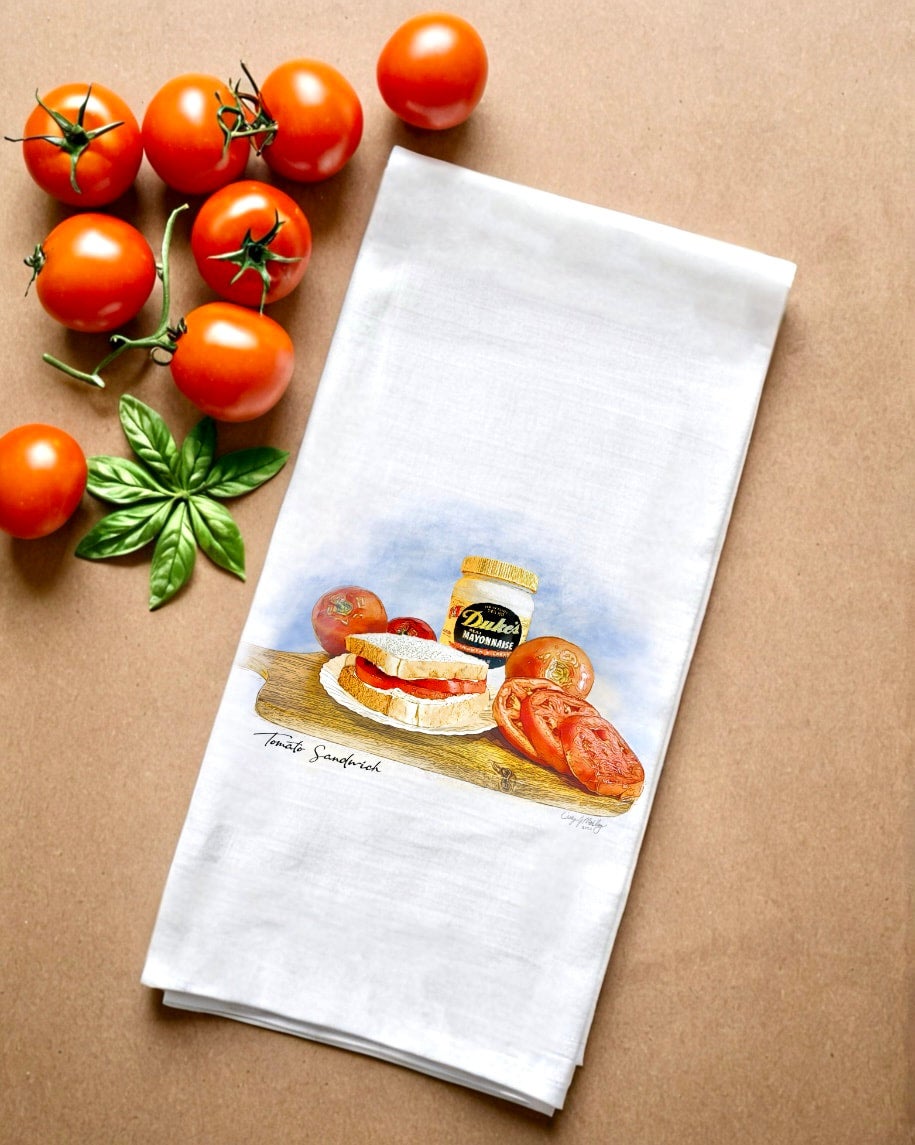 Tomato Sandwich Tea Towel with Duke’s Mayonnaise – 27x27 Cotton Art ...